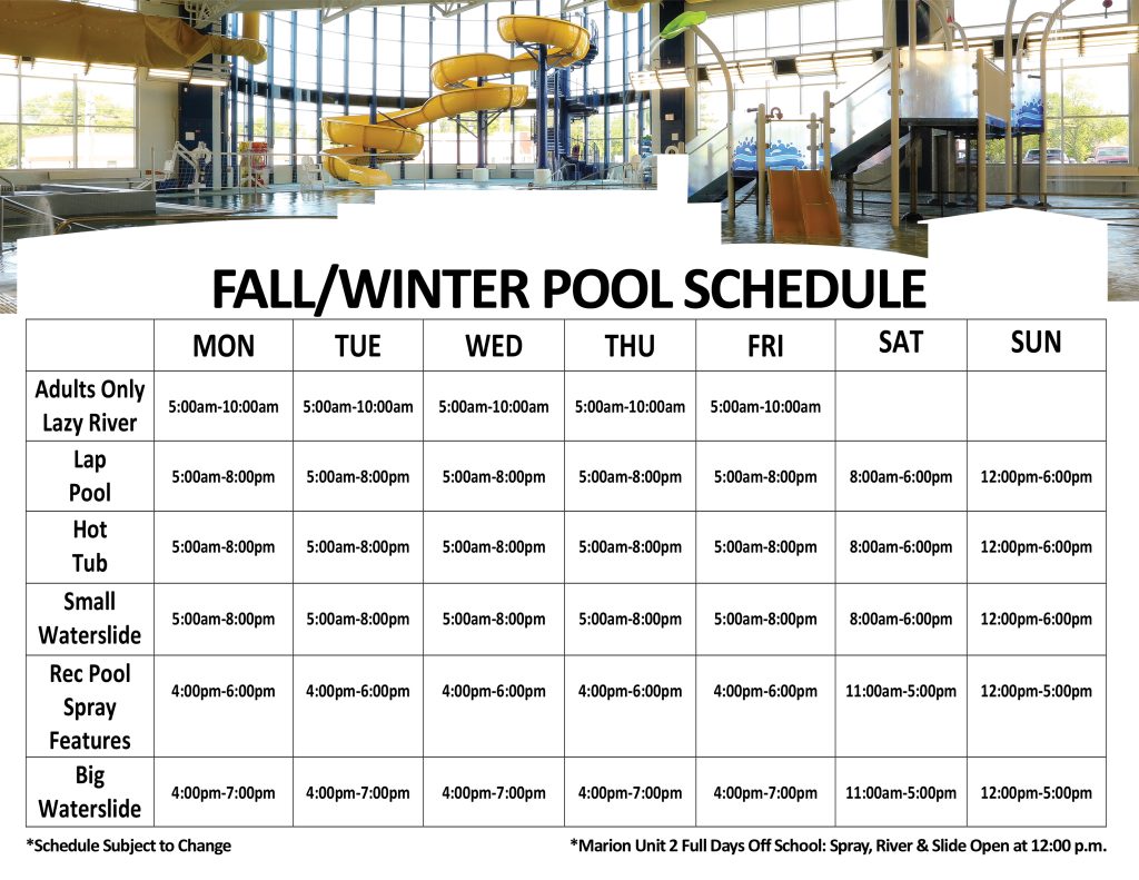 Indoor Waterpark Schedule in Marion, IL | The HUB Recreation Center