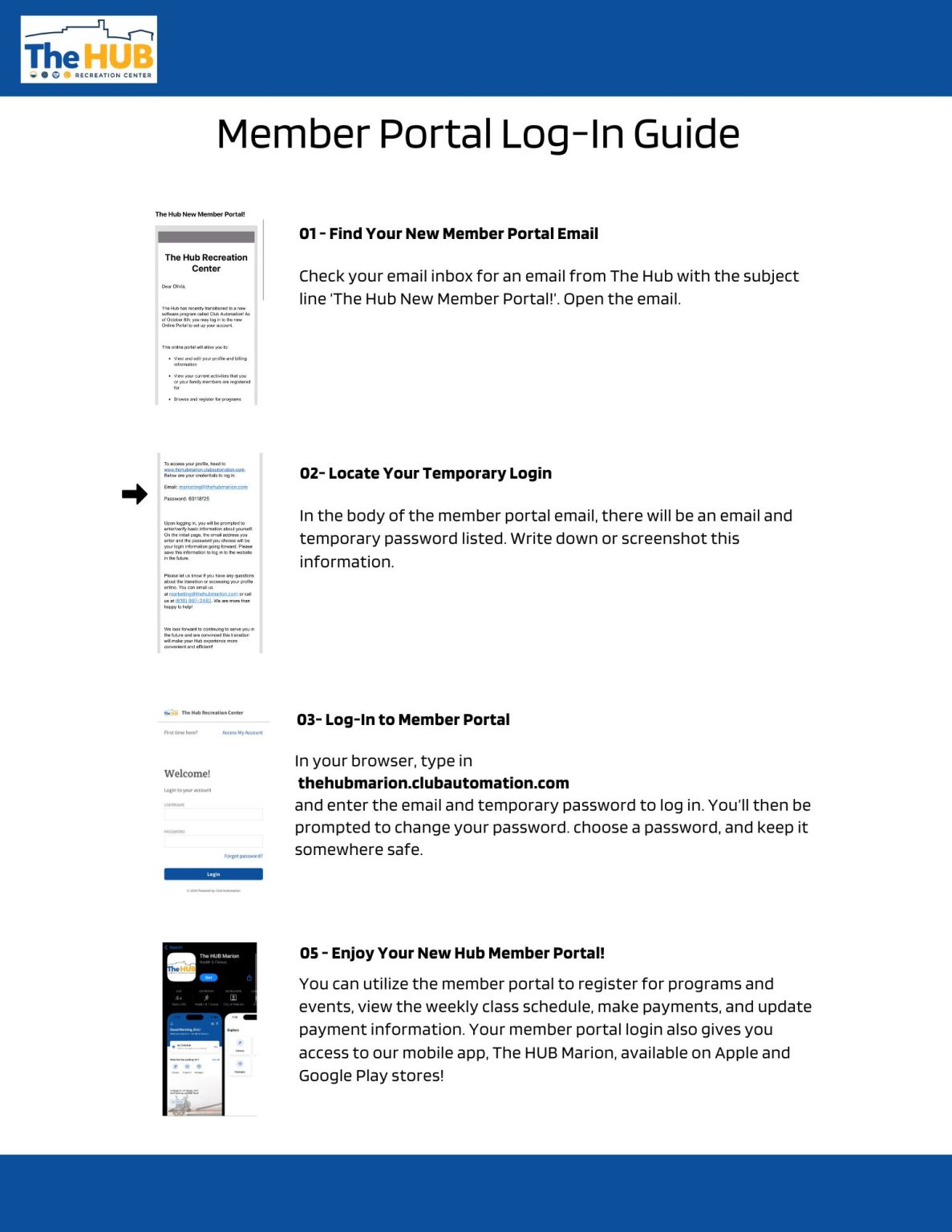 Member Portal Guides | The HUB Recreation Center